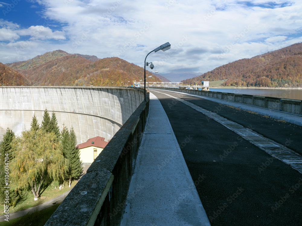 Paltinu Dam, a 108 m high arch dam built on the Doftana River Prahova ...