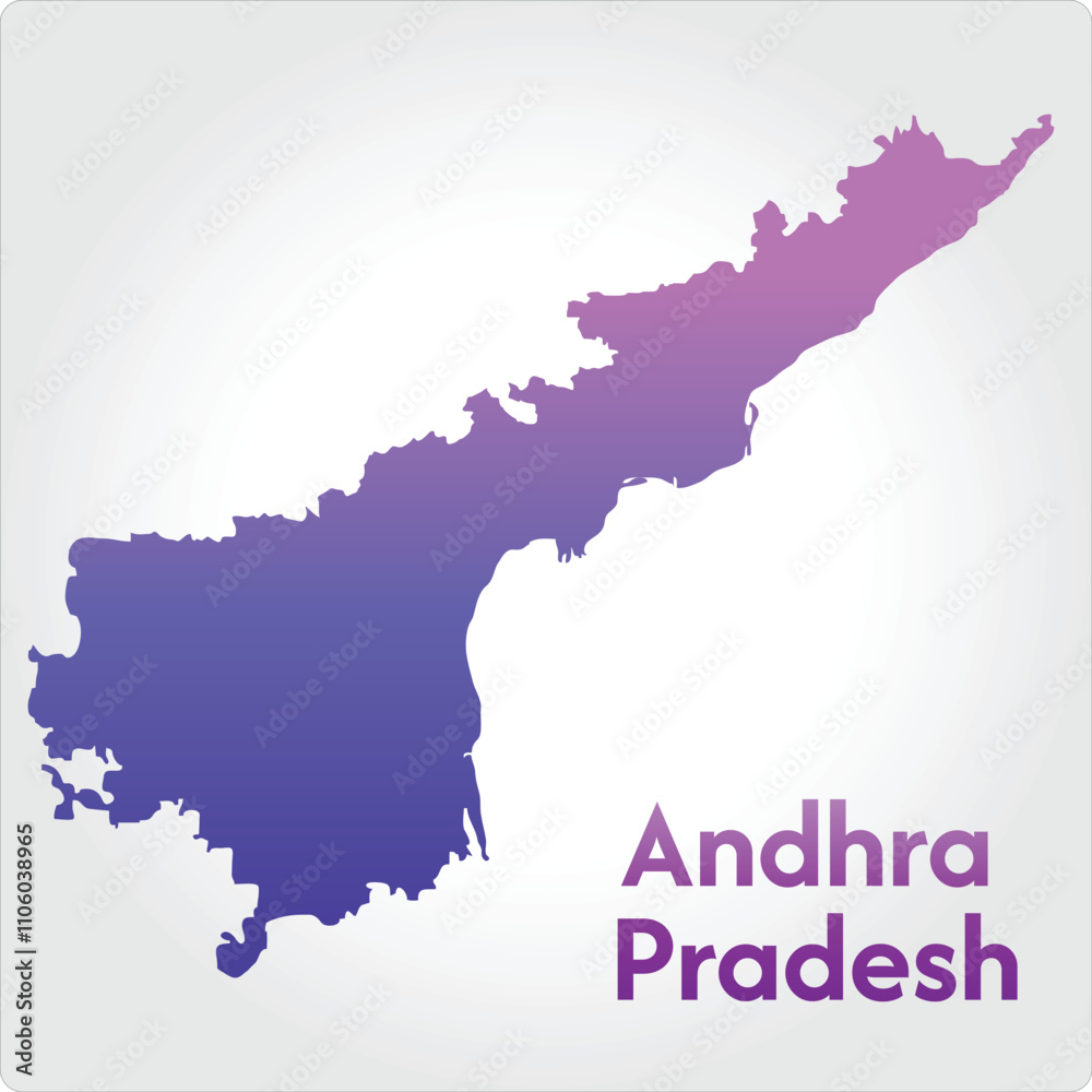 Map of Andhra Pradesh with India. South indian state Vector ...