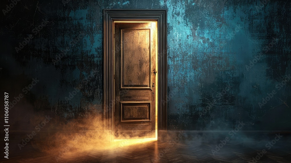 Mysterious Glow Behind a Door in an Old Mansion Creating an Intriguing ...