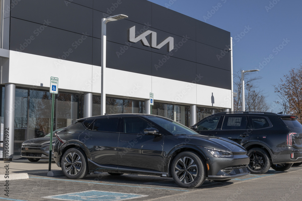 Kia EV6 Wind AWD Electric Vehicle display. Kia offers the EV6 with up ...