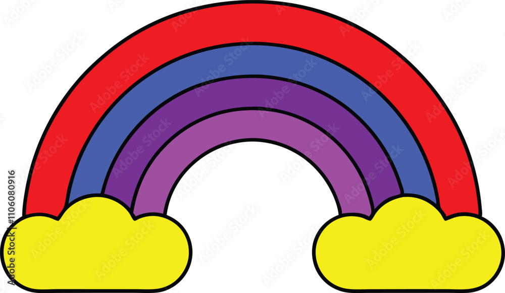 Rainbow coloring page vector art design.learn to color clouds and ...