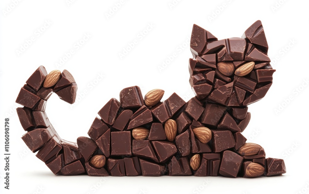 Chocolate Cat â?“ A cat made from chocolate bars, with almond ears and ...