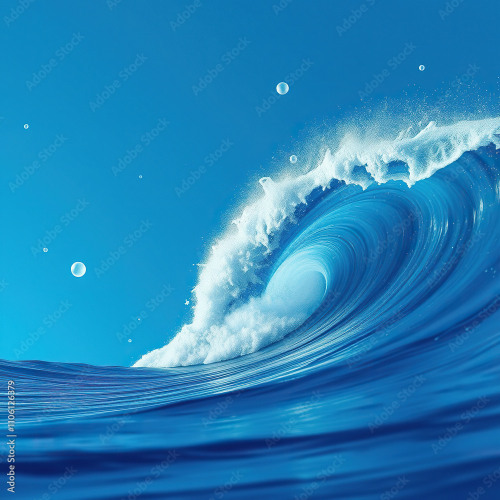 Ocean Wave on Blue Background with White Circles, beach scenery blue ...