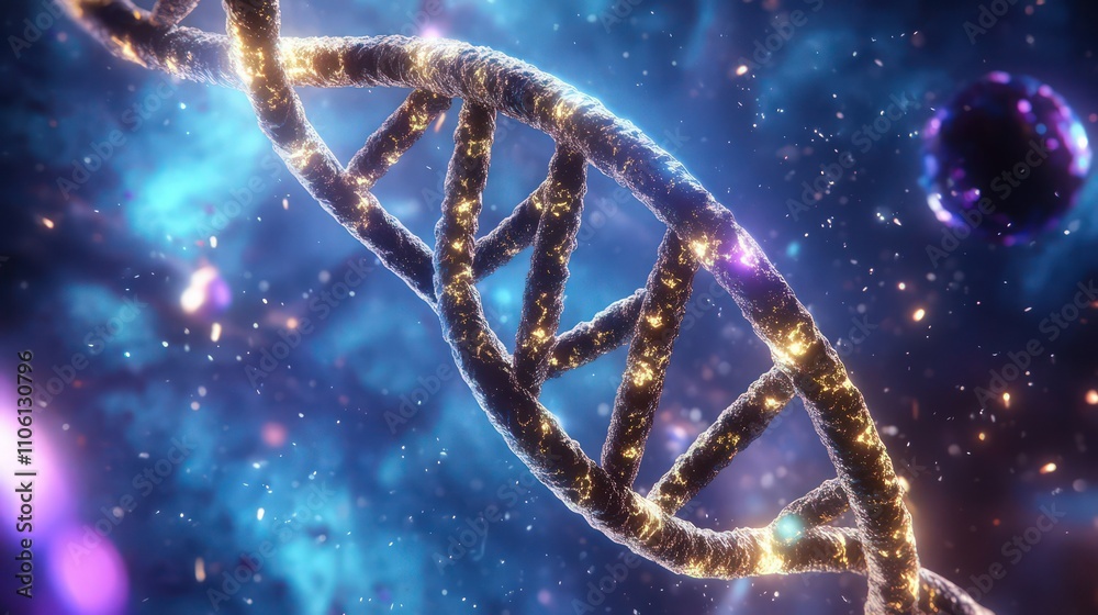 A highly detailed, ultra-realistic illustration of a human DNA double ...