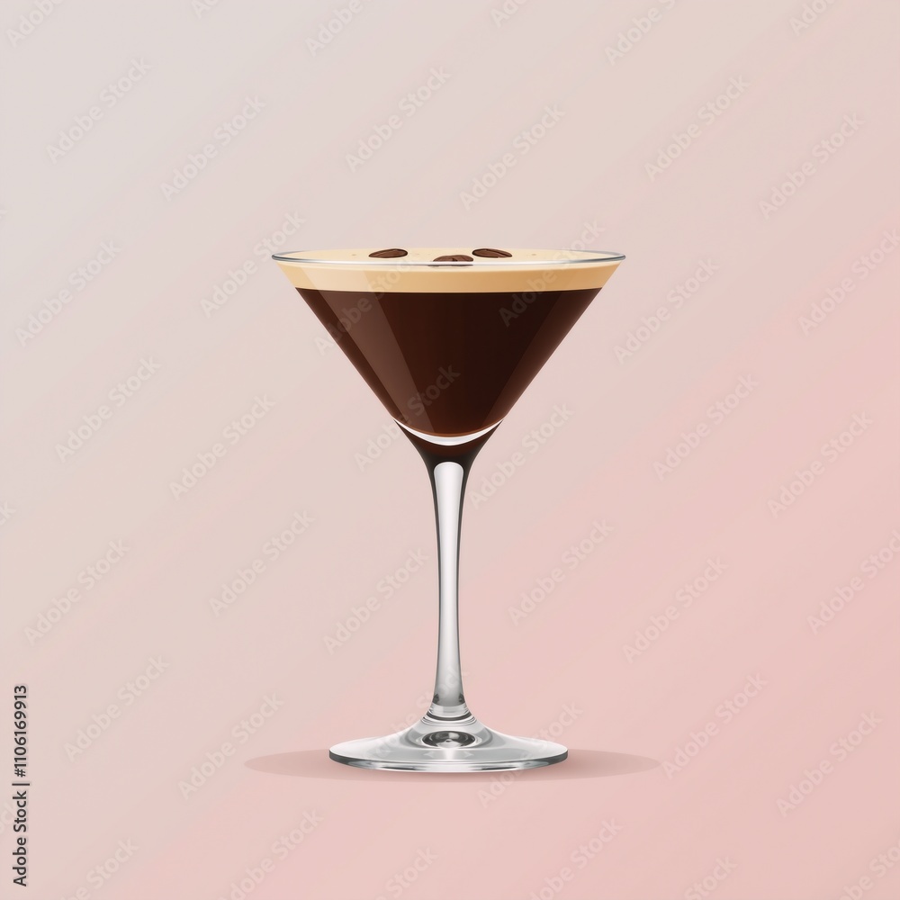 Minimal 2D vector illustration showcasing an espresso martini cocktail ...