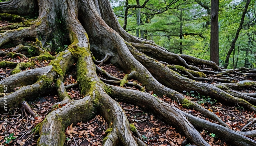 “Ancient Tree Root": Multiple layers of intertwined tree roots, old and ...