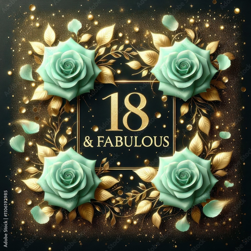 Beautiful mint roses and gold accents celebrating 18th birthday ...