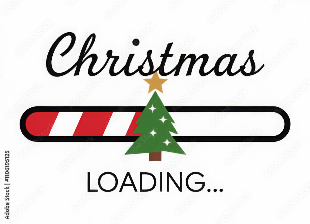 Logo con texto Christmas Loading con barra de progreso con árbol de ...