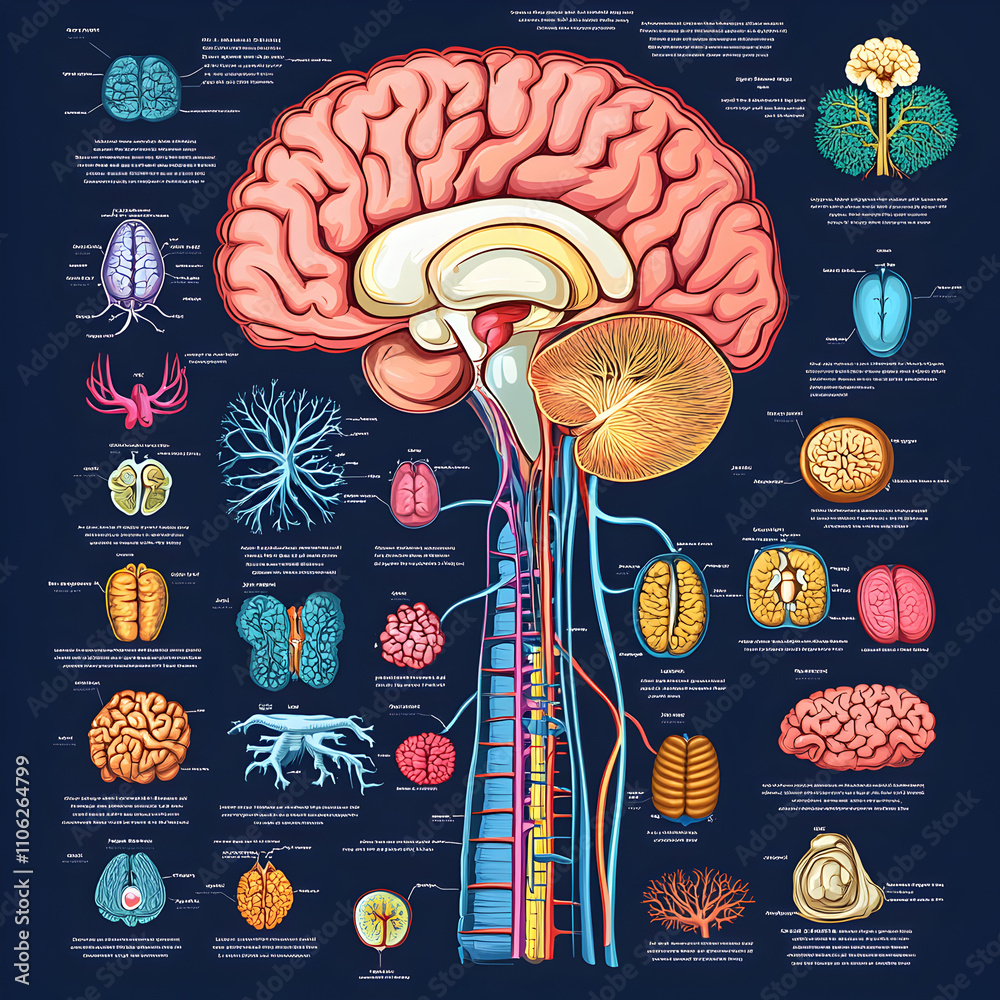 Human Brain Anatomy Chart Nervous System Spinal Cord Neurology ...