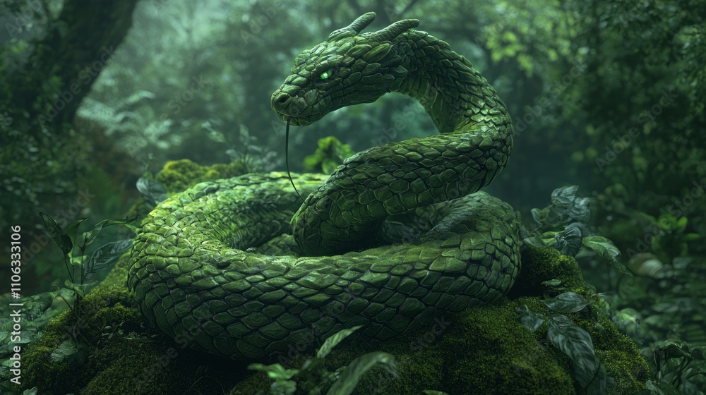 Enigmatic Naga Guardian of the Jungle - Ultra-Detailed 3D Render ...
