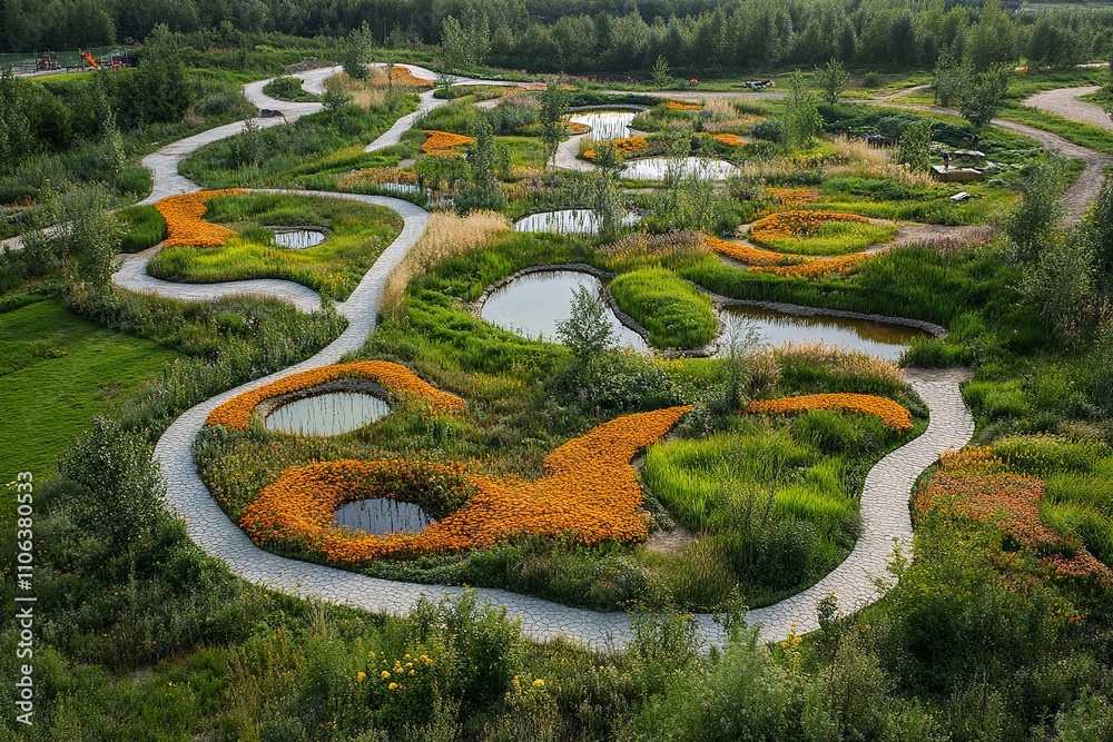 This aerial image highlights land with network markers outlining ...