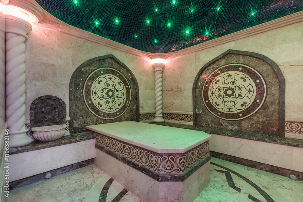 The magnificent design of the traditional Turkish bath hamam. The ...
