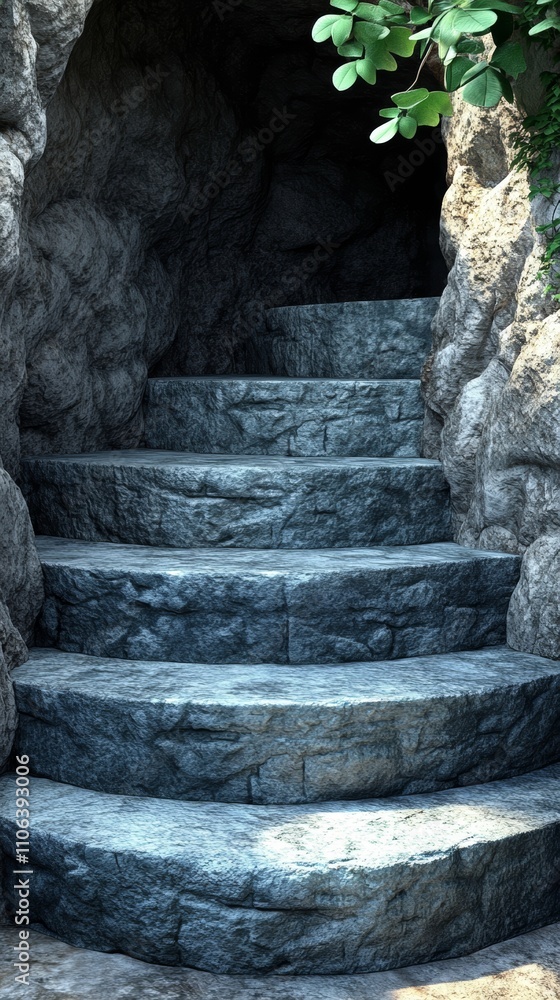 stone steps leading into a dark cave entrance Stic | WallsHeaven ...