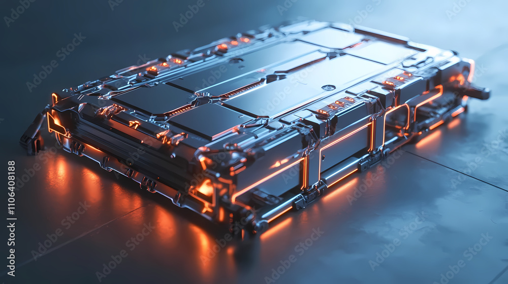 3d rendering of prismatic battery, rectangular lithium ion phosphate ...