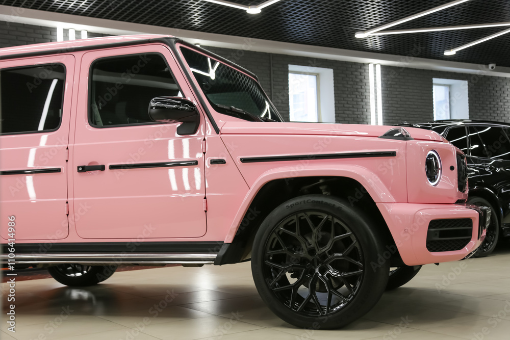 Brabus G Wagon. Pink Mercedes Benz G63 AMG, side view. Mercedes Benz G ...