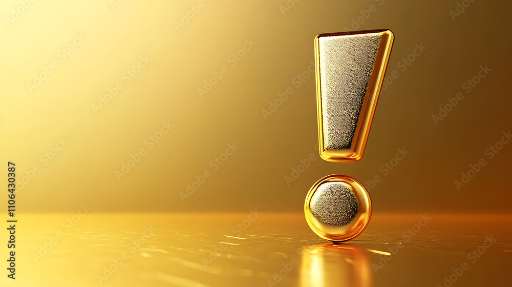 Golden exclamation mark icon for important notices or caution ...