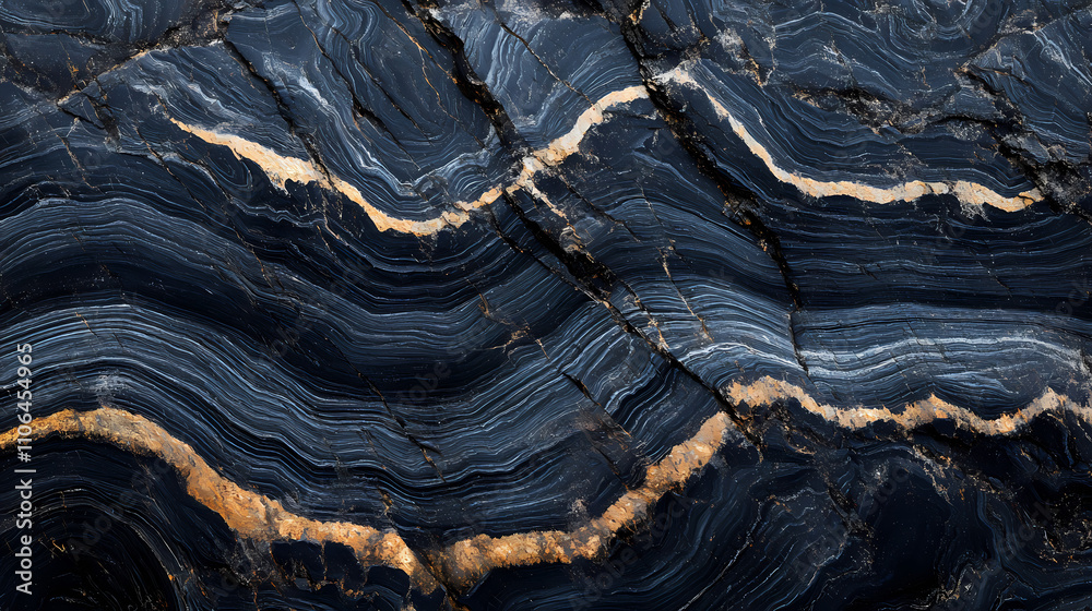 Black obsidian rock texture background, natural wave patterns in a ...