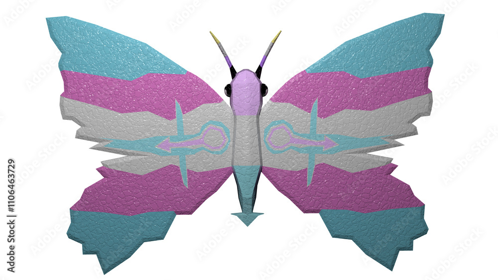 Beautiful 4K Transgender Flag Butterfly isolated Transparent Background ...
