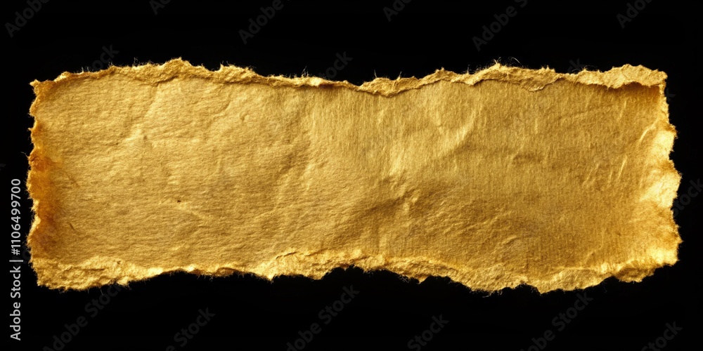 Torn vertical gold paper, torn eco paper texture on black and silver ...