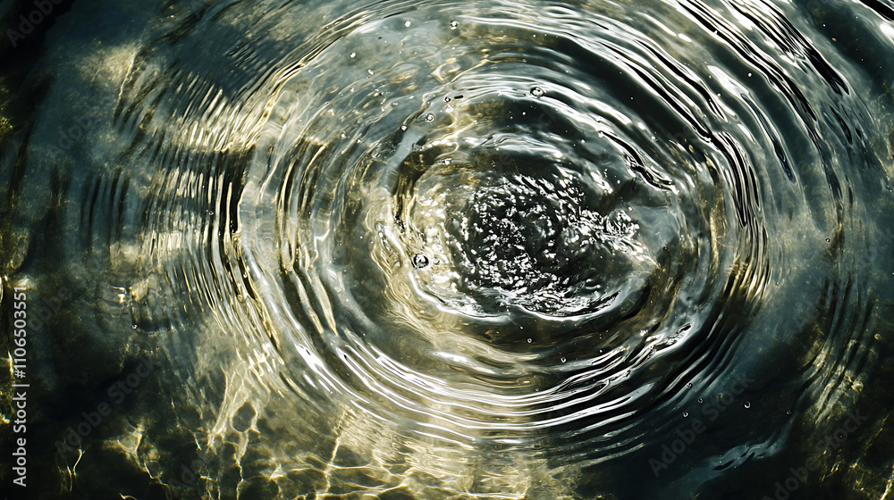 Water drop Ripple Flow sunlight top view Background, Circle wave ...
