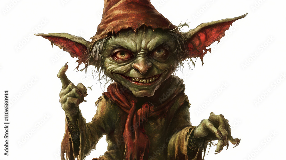 An evil halloween goblin, a mythological creature often depicted as ...