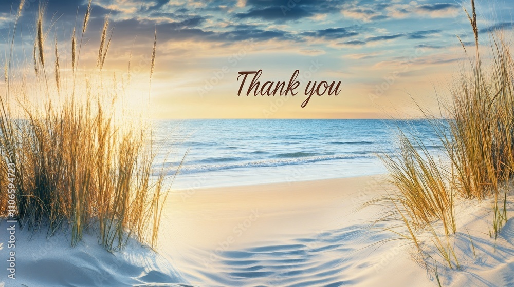 Tranquil Beach Thank You Card with "Thank you" Messages | Serene Ocean ...