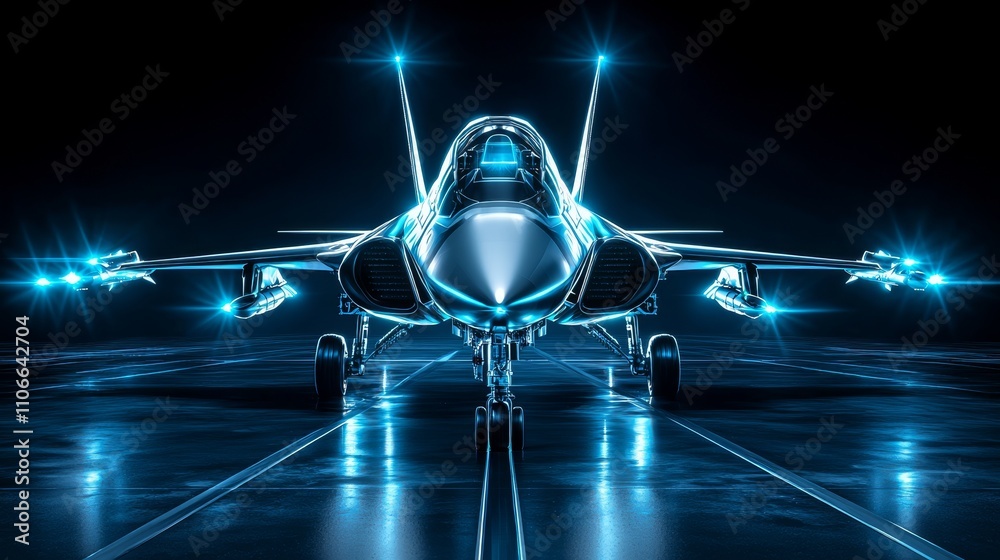 Air jet fighter close-up, front view with aggressive stance, futuristic ...