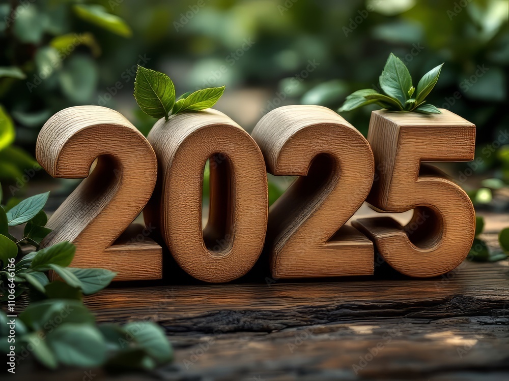 Ilustración de Stock Achieving 2025 sustainability goals with eco ...