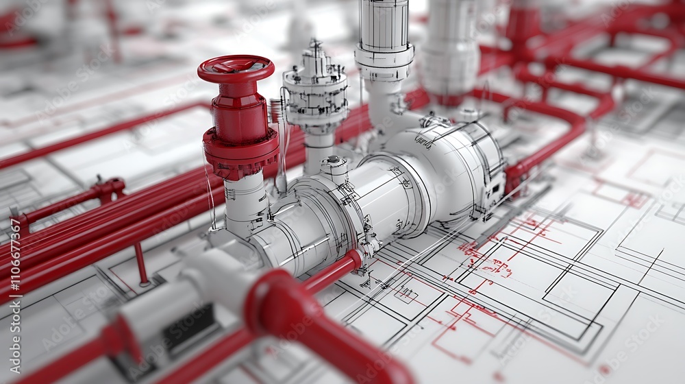 fire protection plans outline fire alarm locations on Blueprints Stock ...