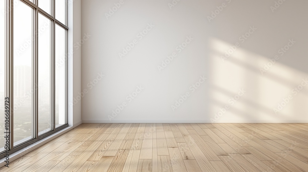 Minimalist white empty room interior blank wall background or backdrop ...