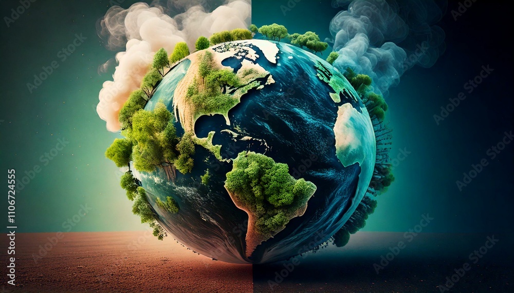 generative AI. The earth is full of smoke pollution and half of it is ...