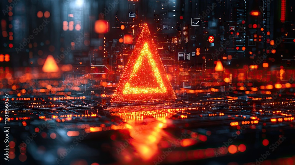 A red exclamation mark in the shape of a triangle on a black background ...