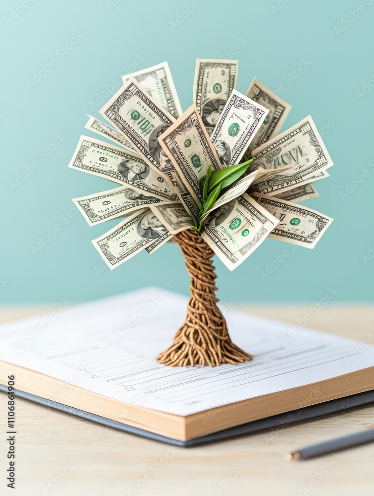 Tax planning deduction concept. A creative depiction of a money tree ...