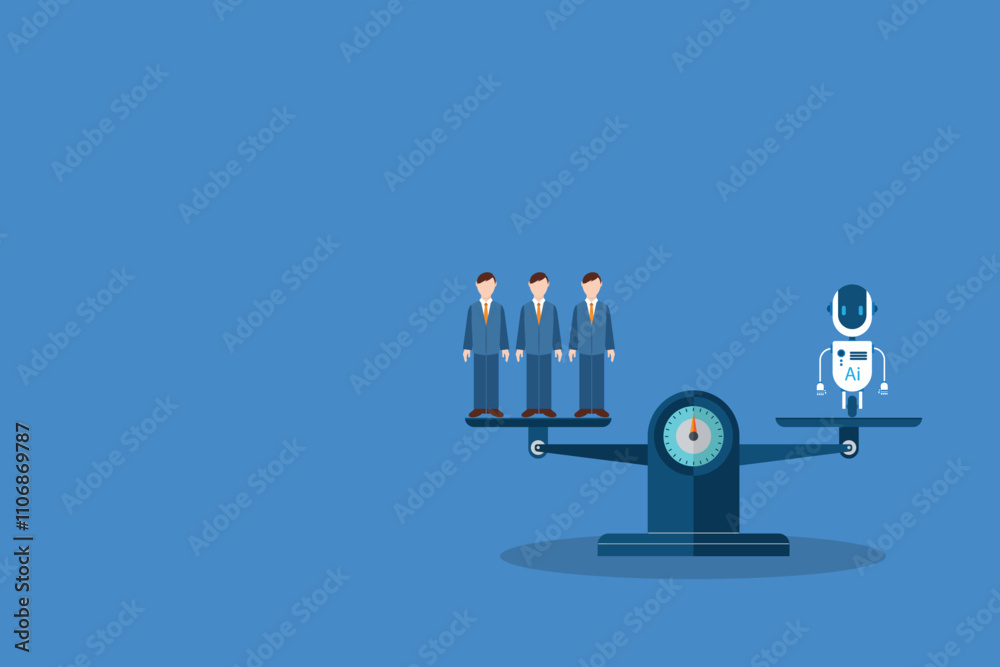 Balance scales man vs Ai bot. Competition concept artificial ...