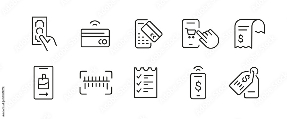 Payment icons. Set of 10 payment trendy minimal icons. Examples: Card ...