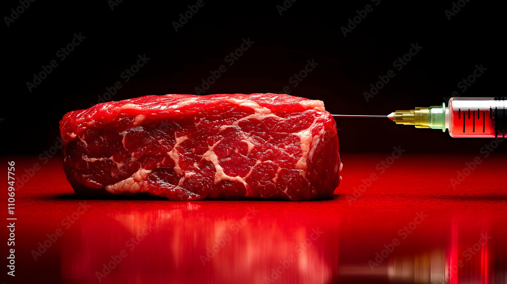 Red Meat Injection, A Dramatic Visual of Food Science, Syringe Piercing ...