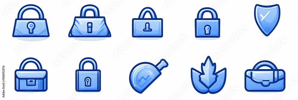 Blue Padlock & Security Icons, A Collection of Digital Assets for Web ...