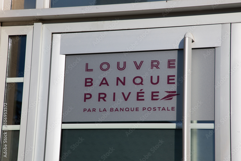 Louvre banque privee by la Banque Postale logo sign and brand chain ...