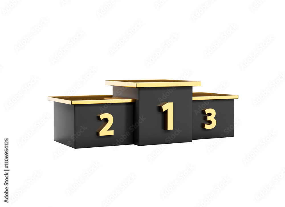 Golden and Black winners podium Empty winners podium. Pedestal with ...