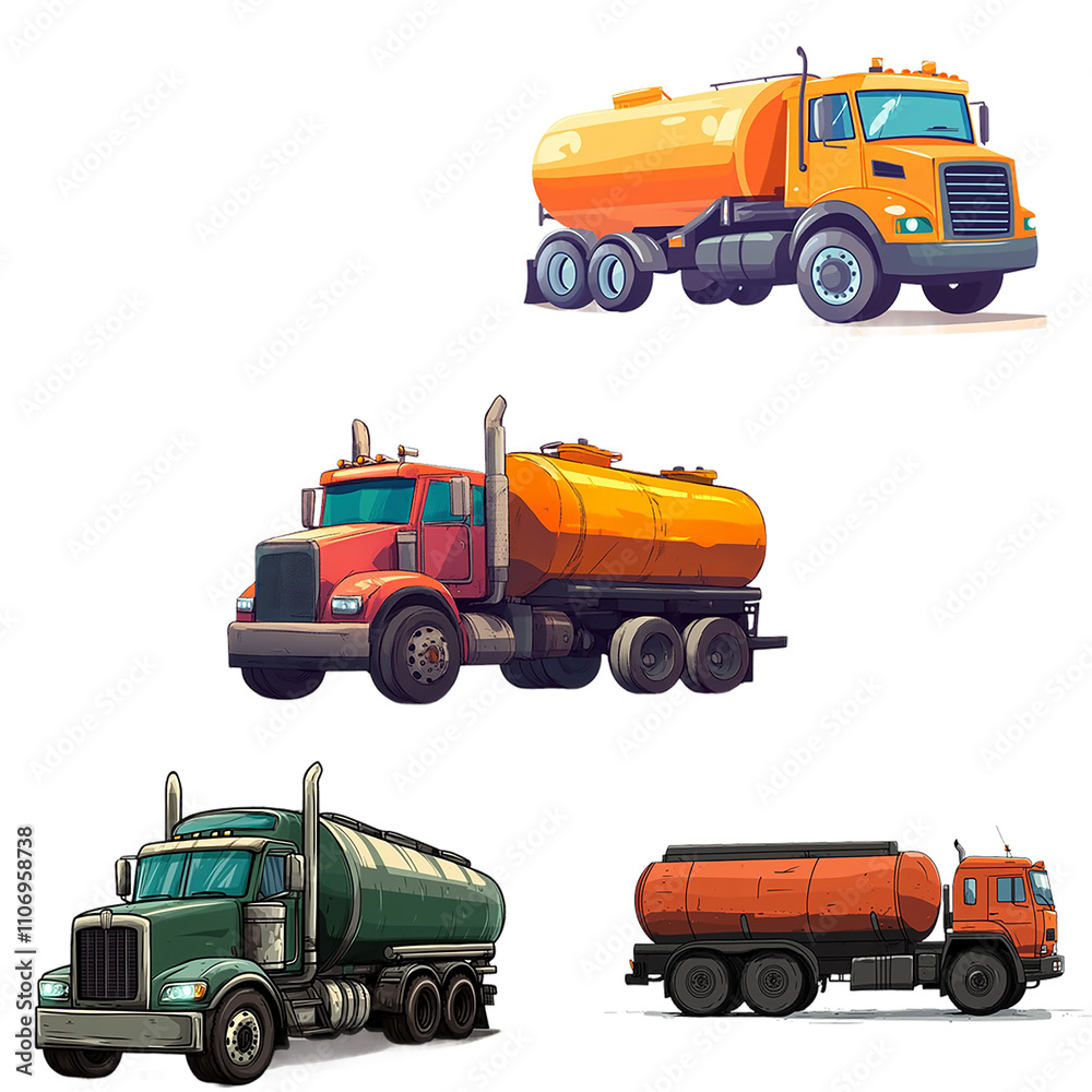 Tanker truck cartoon vector illustration isolated on transparent ...