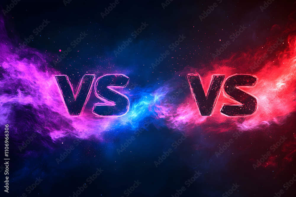 Abstract Versus Battle, Glowing 'VS' Symbol in a Cosmic Nebula of Pink ...