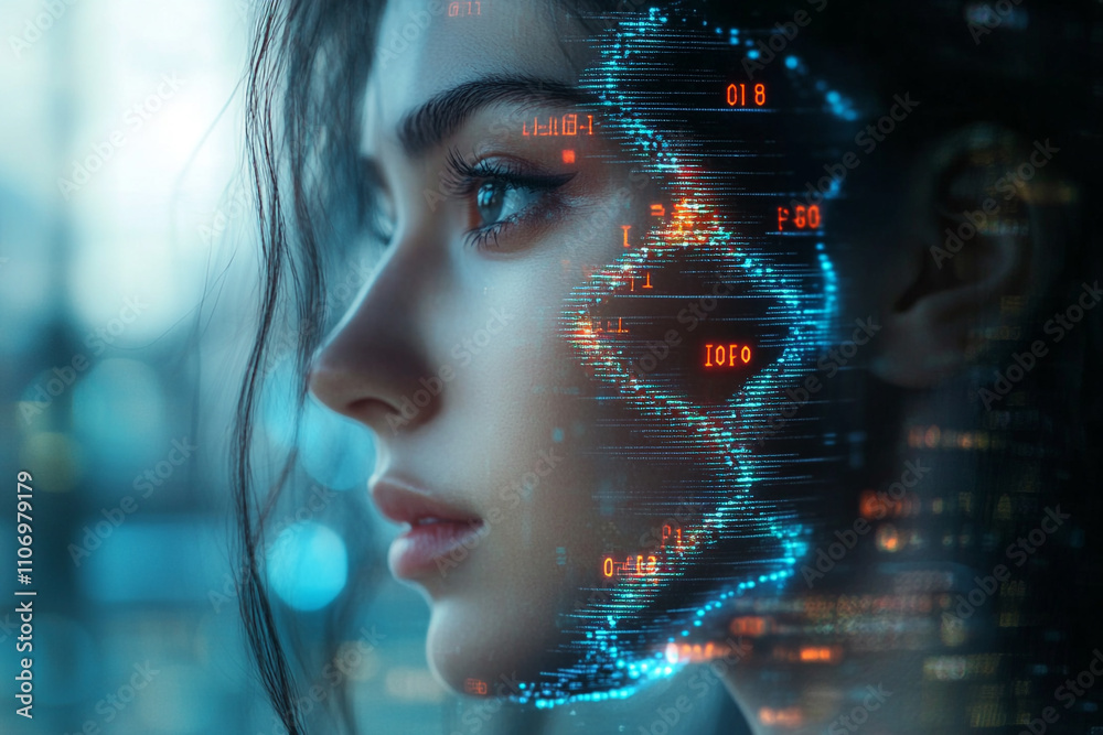 Artificial intelligence AI in Healthcare. DNA double helix intertwined ...