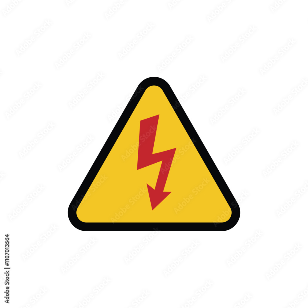 High voltage icon. high voltage warning sign on a yellow triangular ...