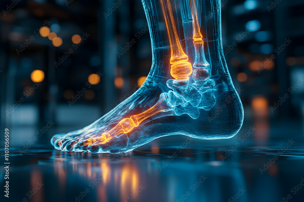 Digital Anatomy, Human Foot and Ankle, Bones Illuminated, Medical ...