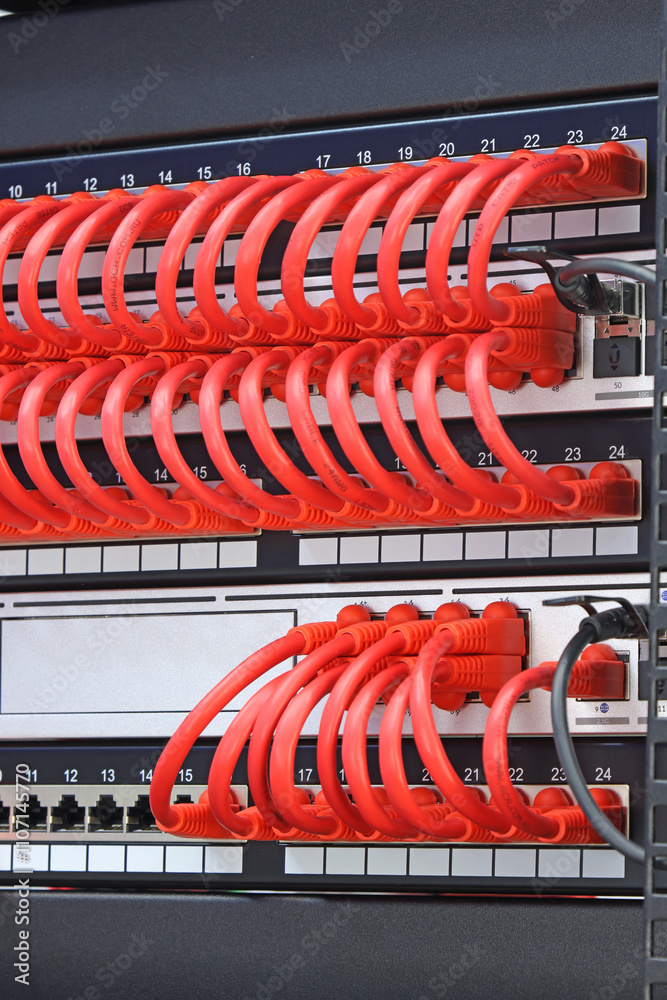 Connecting the Ethernet switch to the patch panel using patch cords ...