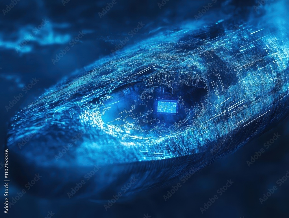 Hightech sonar system scanning the depths of the Arctic Ocean, crisp ...