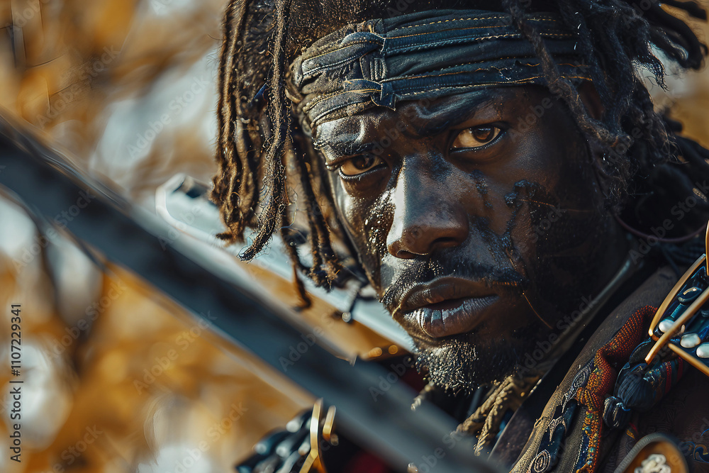 Generative AI Image of a Traditional Samurai Warrior with Intense ...