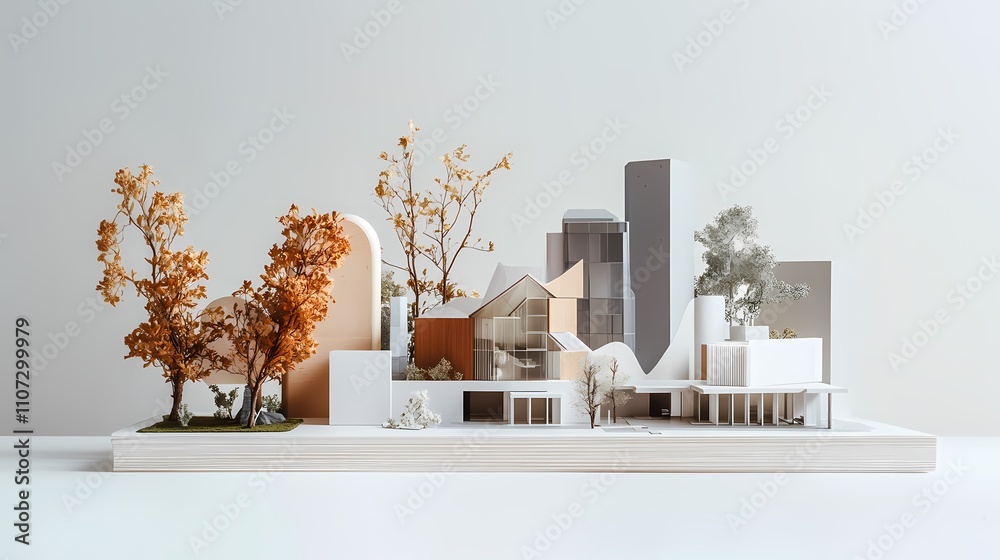 Architectural Model Displaying Modern Urban Design with Organic ...