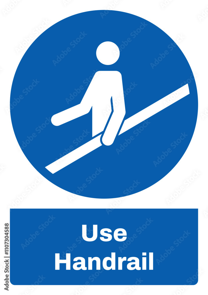 ISO mandatory safety signs sentence case text_use handrail_portrait ...
