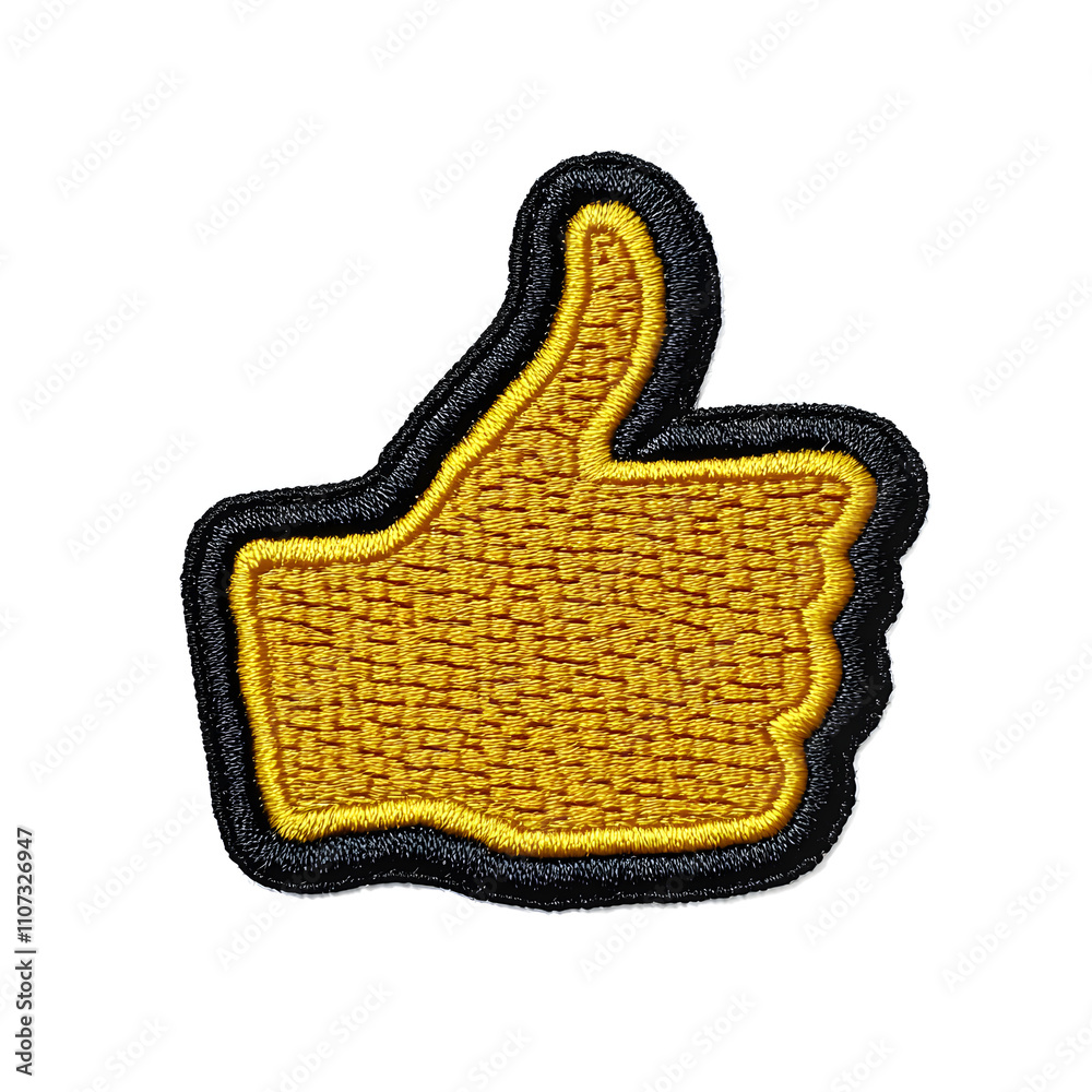 thumbs up emoji embroidered patch badge on isolated white background ... thumbs up emoji embroidered patch badge on isolated white background ...